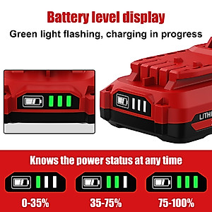 2 Pack 20V 3.0Ah Replacement for Craftsman 20 Volt Lithium Ion Battery Compatible with Craftsman V20 MAX CMCB201 CMCB202 CMCB202-2 CMCB204-2 CMCB205 CMCB206 CMCS500B CMCD700C Cordless Power Tools