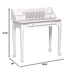 Monarch specialties , Traditional Desk, Solid Wood, Antique White, 36"L