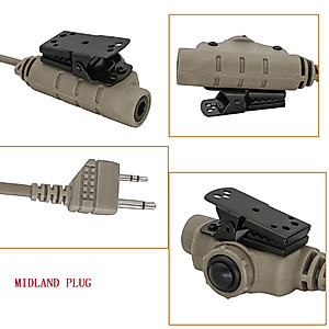 HEARFALCOM U94 PTT Tactical Headset Adapter V2 PTT Push to Talk Adapter Midlan 2 Pin Ptt Compatible with Civilian Version Tactical Headset Suitable for Airsoft Hunting Sports (DE 3)