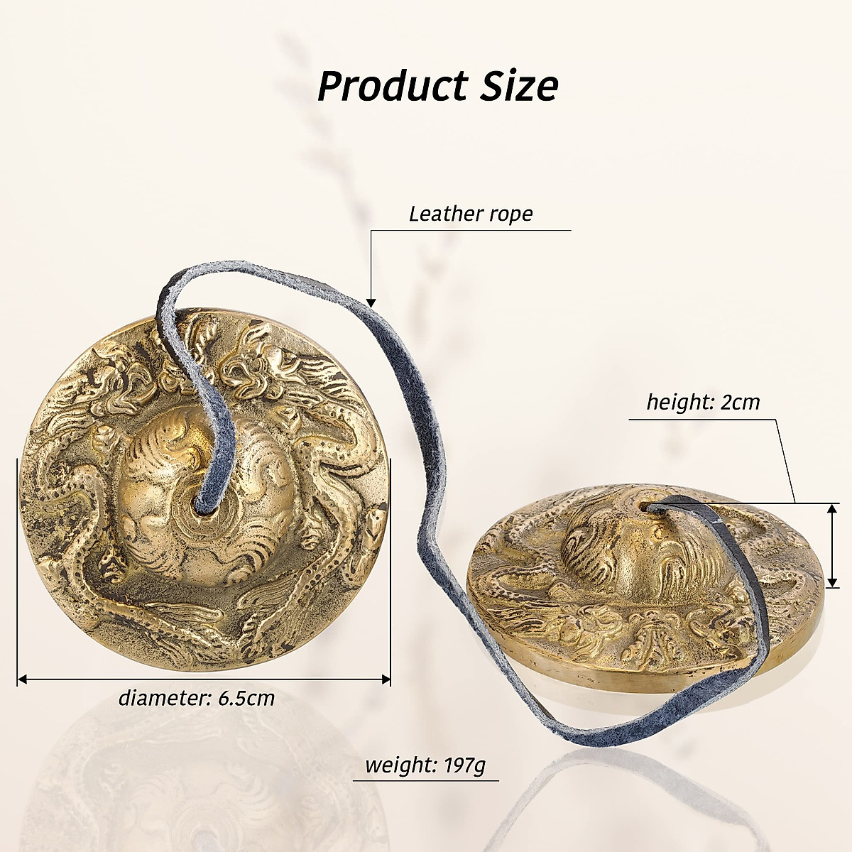 ZenBless Tibetan Dragon Embossed Tingsha Cymbals 2pcs, with Storage Box and Fabric Case, Meditation Brass Chime Bells for Spiritual Healing Mindfulness, Yoga Buddhist, Relaxation Musical Instruments