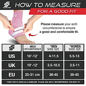 Sleeve Stars Ankle Brace for Sprained Ankle, Plantar Fasciitis Relief Ankle Support for Men and Women, Ankle Compression Sleeve w/ Strap (Single/Baby Pink)