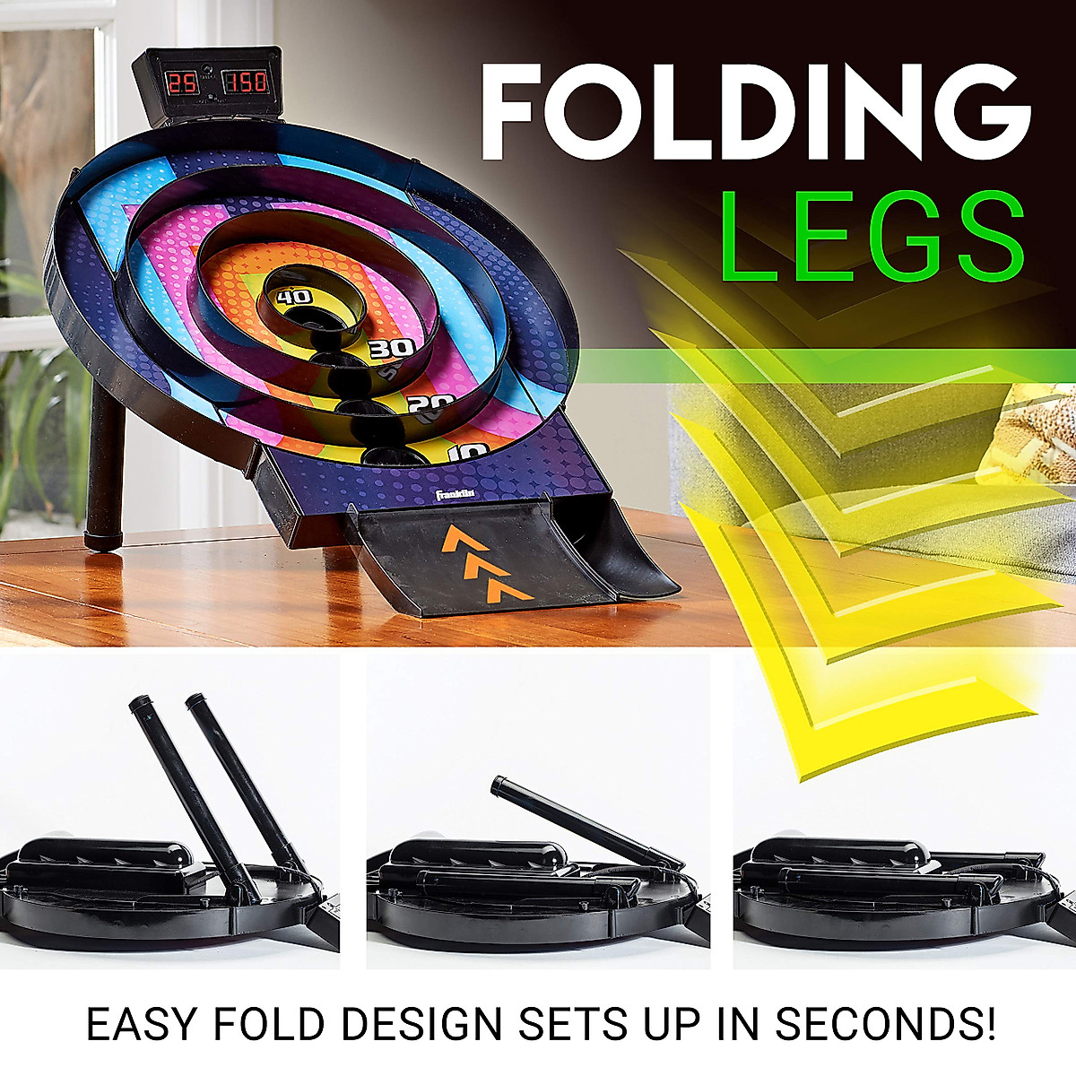 Franklin Sports Whirl Ball Game - Gameroom Ball Rolling Game for Kids + Adults - Indoor , with Balls Included - Roll a Ball Arcade Style Bowling Game Set - In-Home Family Game