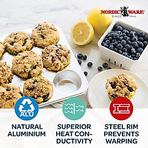 Nordic Ware Natural Aluminum Commercial Muffin Pan, 12 Cup & Naturals 1 Pound Loaf Pan