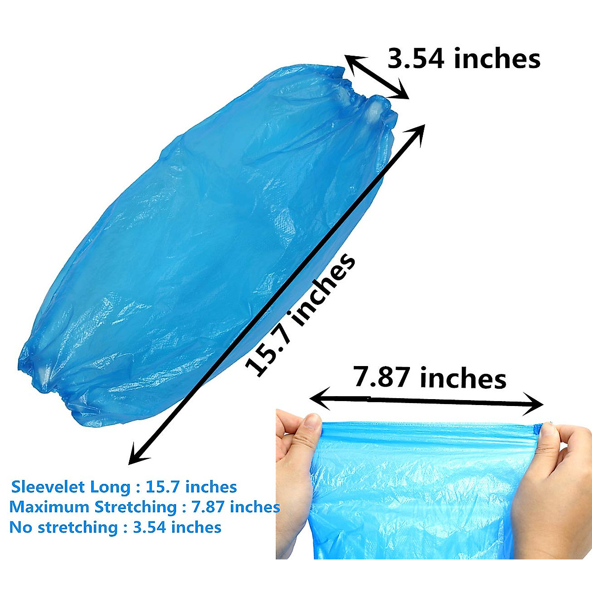 Plastic Oversleeves Protector, Disposable Arm/Sleeves Covers Waterproof Protector, 15.7 Inches,Blue(100 PCS)