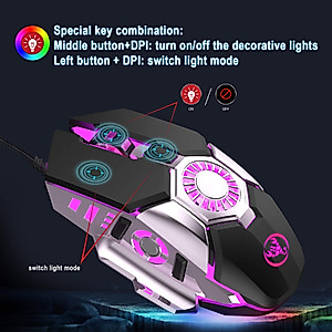Gojiny Programmable Gaming Mouse, Wired Gaming Mouse 6400DPI Macro Programming Mouse for PC Laptop Desktop