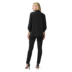 Adrianna Papell Women's Roll Sleeve One Button Blazer, Black, S