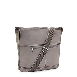 Kipling womens Women's Cooper Bag, Lightweight Handbag, Nylon Crossbody Medium Shoulder Bag, Grey Gris M7, 15.25 L x 12.5 H 4 D US