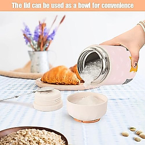 CUPADA Cats Paws Food Jar for Hot and Cold, Pink Cute Insulated Food Jars Vacuum 17OZ with Folding Spoon for Work Trip Picnic Camping