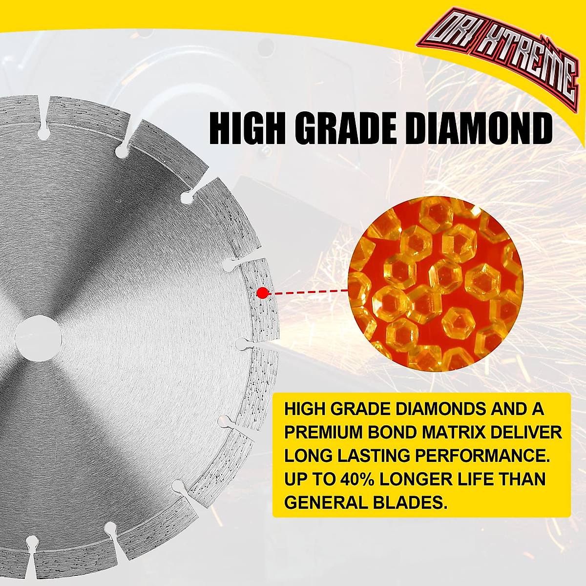 ORIXTREME 10 Inch Diamond Saw Blade 5pcs, Segmented General Purpose Blade Dry/Wet Cutting Concrete, Masonry, Brick, Block,7/8"-5/8” Arbor