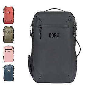 COR Surf Travel Backpack Flight Approved Carry On Laptop Backpack with Secret Passport Pockets | Large Daypack Business Weekender Luggage Backpack for Men Women The Island Hopper (28L Black)