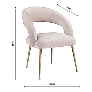 TOV Furniture Rocco Mid Century Modern Glam Dining Chair, 23.6", Blush