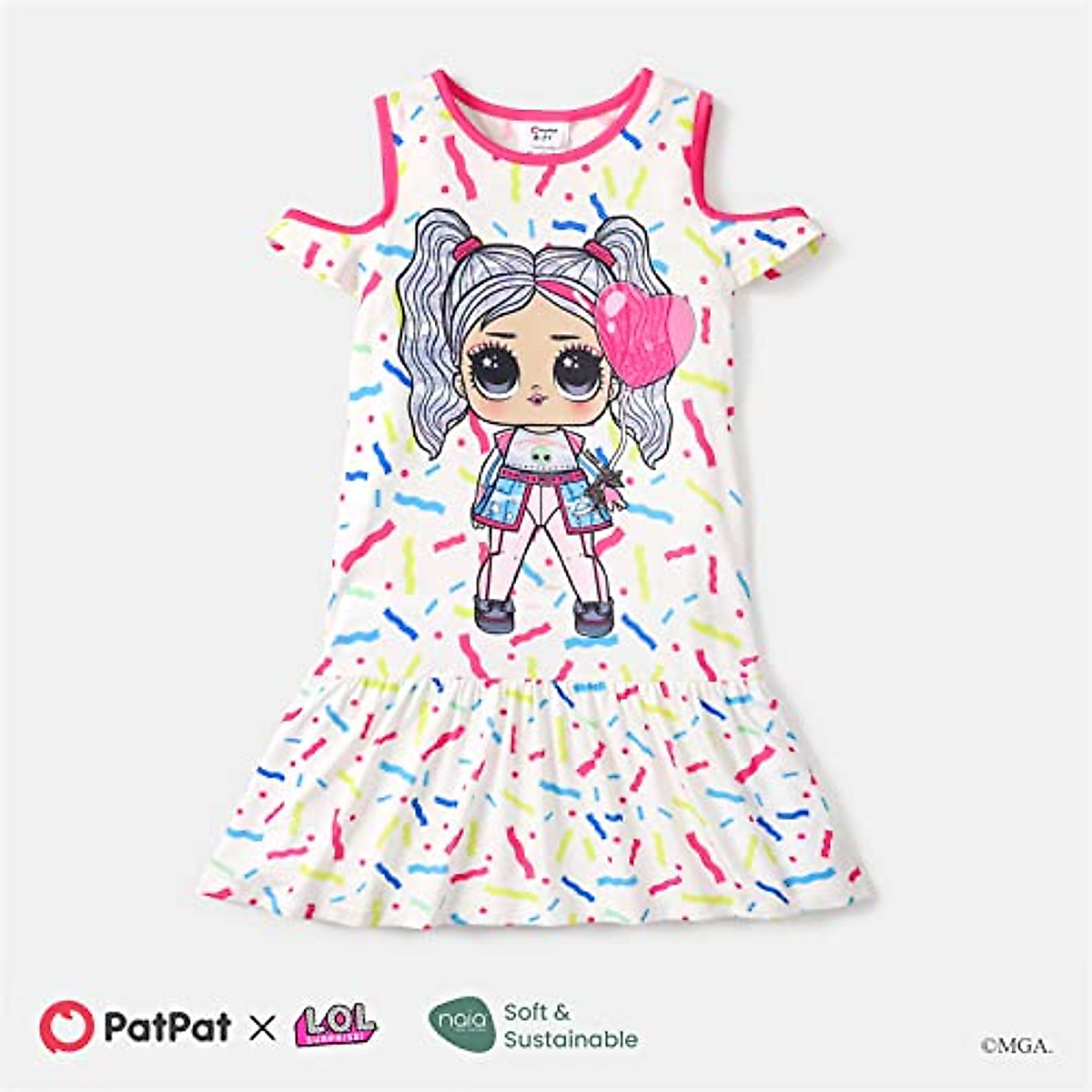 L.O.L. Surprise! Girls Nightgown White Pink Dress Strapless Causal Dress 6-12 Years