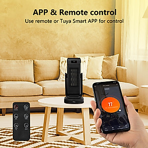 Space Heater, 1500W Fast Electric Heater for Indoor Use with Remote Control, PTC Small Heater with Heating and Fan Modes for Bedroom, Office, kids room