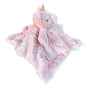 SONA G DESIGNS Unicorn Lovey Lovie Security Blanket with Rattle -Can be Custom Personalized (Pink Unicorn with Embroidered Name)