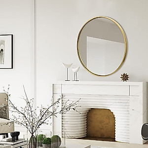 AULESET 48" Round Mirror, Gold Large Circle Wall Mirror Decor for Bedroom, Washrooms, Living Rooms & Entryway