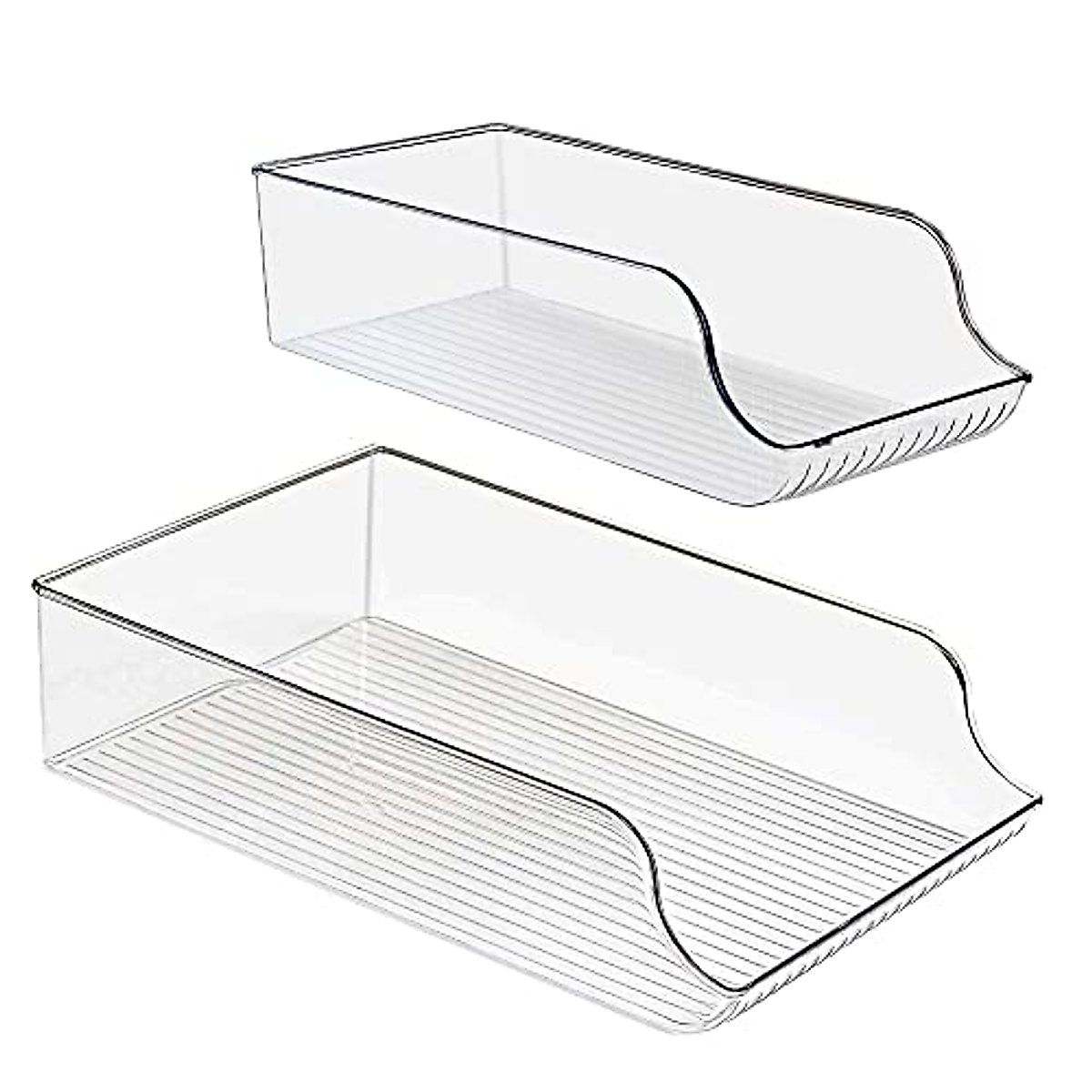 Practical Set of 2 Soda Can Organizer and Canned Food Bin Stackable Dispenser for Refrigerator - Open Front And Transparent Design, Hold up to 9 cans and water bottles, Shatter-Proof