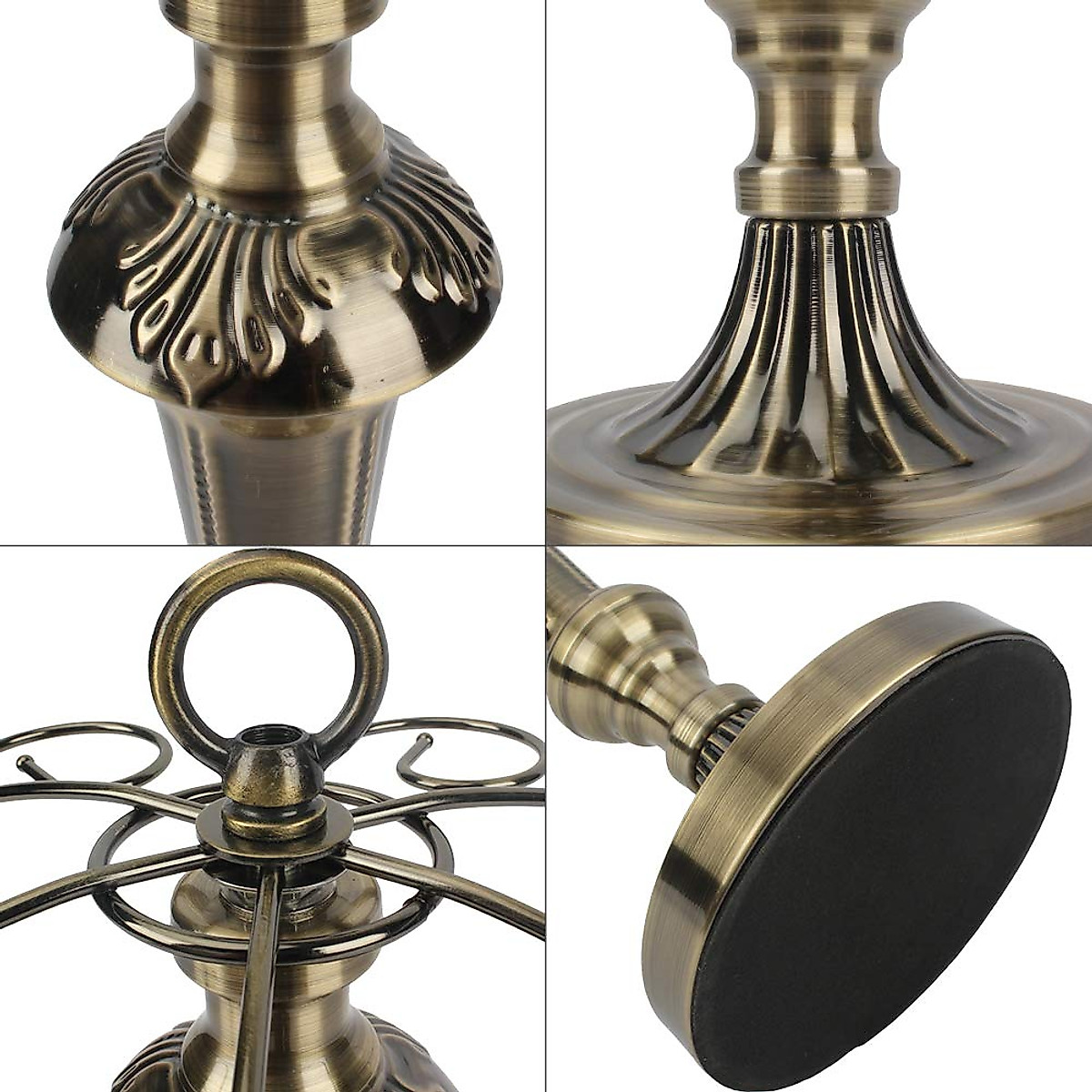 DreamiDeco Antique Countertop Stemware Holder and Wine Glass Drying Rack for Home and Bar, Each Holds 6 glasses (Brass, 2 Packs)