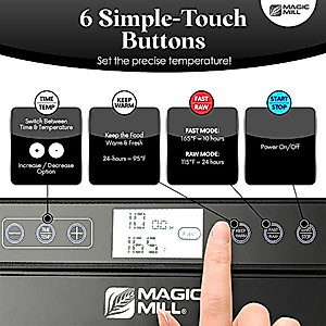 Magic Mill Food Dehydrator Machine - Easy Setup, Digital Adjustable Timer, Temperature Control | Keep Warm Function | Dryer for Jerky, Herb, Meat, Beef, Fruit and To Dry Vegetables | Over Heat Protection | 7 Stainless Steel trays