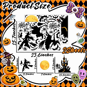 Halloween Decorations Decals Witches Wall Decor Black Bats Castle Stickers Halloween Wall Decal Peel and Stick Halloween Party Supplies Scary Spider Vinyl Sticker Art Murals for Home Window Door Decor