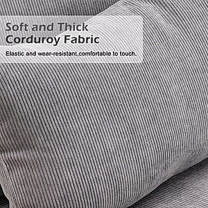 MCombo Accent Recliner with Ottoman, Fabric Arm Club Chair with Metal Legs, Adjustable Backrest and Pillow, Single Sofa Chair for Living Room Bedroom 4058 (Dark Grey, Golden Frame)