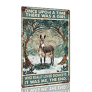 Tin Sign Once Upon A Time There Were A Girl Who Really Loved Donkey Tin Sign Metal Wall Decor for Garden Bars Restaurants Cafes 8×12inch/Tin Sign