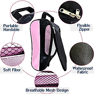Getfitsoo Golf Shoe Bag, Golf Shoes Bags Men/Women Outdoor Zippered Carrier Bags with Ventilation Sport Shoes Bag Travel Shoe Bags (Light Pink)