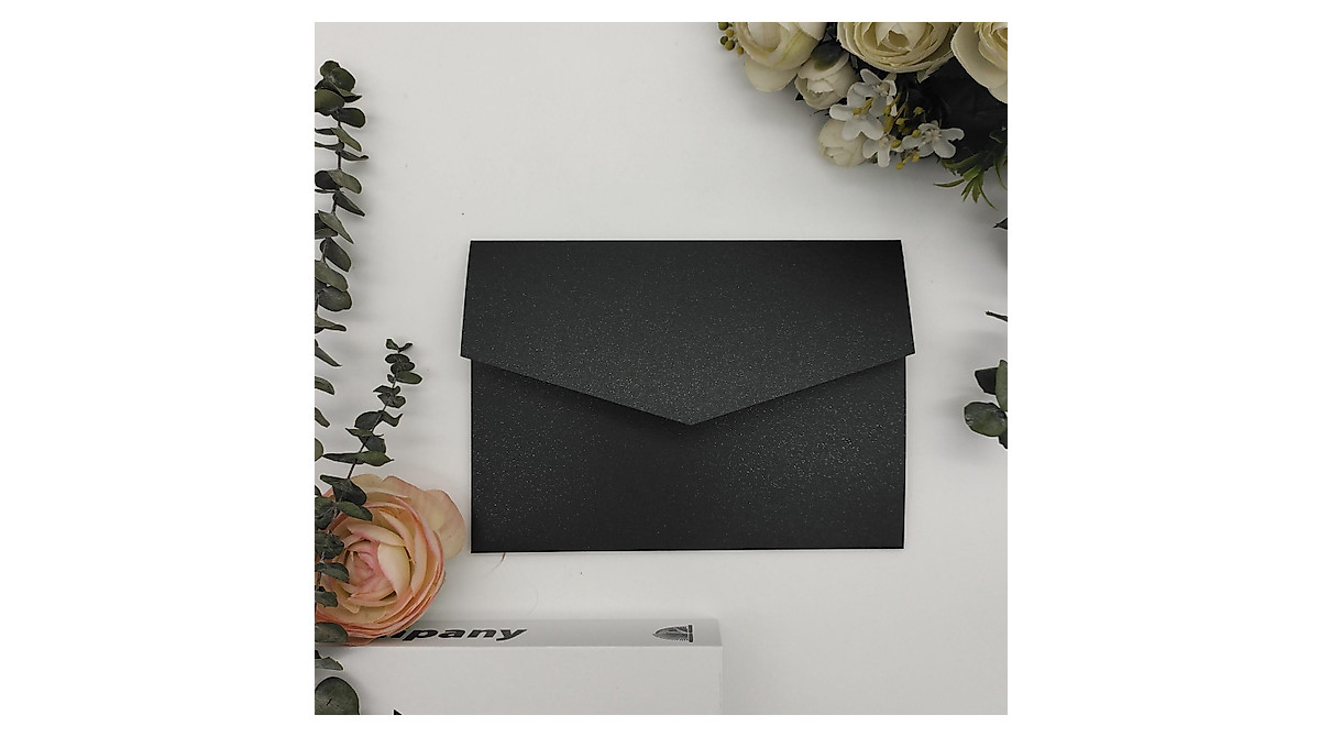 25 Black Pearl A7 Pocket Invitations for Weddings & Events
