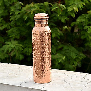 2activelife Unlined, Uncoated, and Lacquer-Free Hammered Pure Copper Water Bottle, 1000 ml, for Ayurvedic Health Benefits (33.81 Fl Oz)