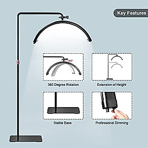 MINIEAR - Eyelash Extensions LED Floor Light, Estheticians Light, Tattoo Light, Pmu Lamp, Facialist Moon Lamp, Lighting for Beauty, Skincare, Salon SPA (Black)