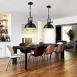 Industrial Pendant Light Fixtures for Kitchen Island, Black 10.6" Adjustable Modern Hammered Shade Pendant Light, Farmhouse Hanging Lighting for Living Room, Entryway, Dining Room, Restaurant