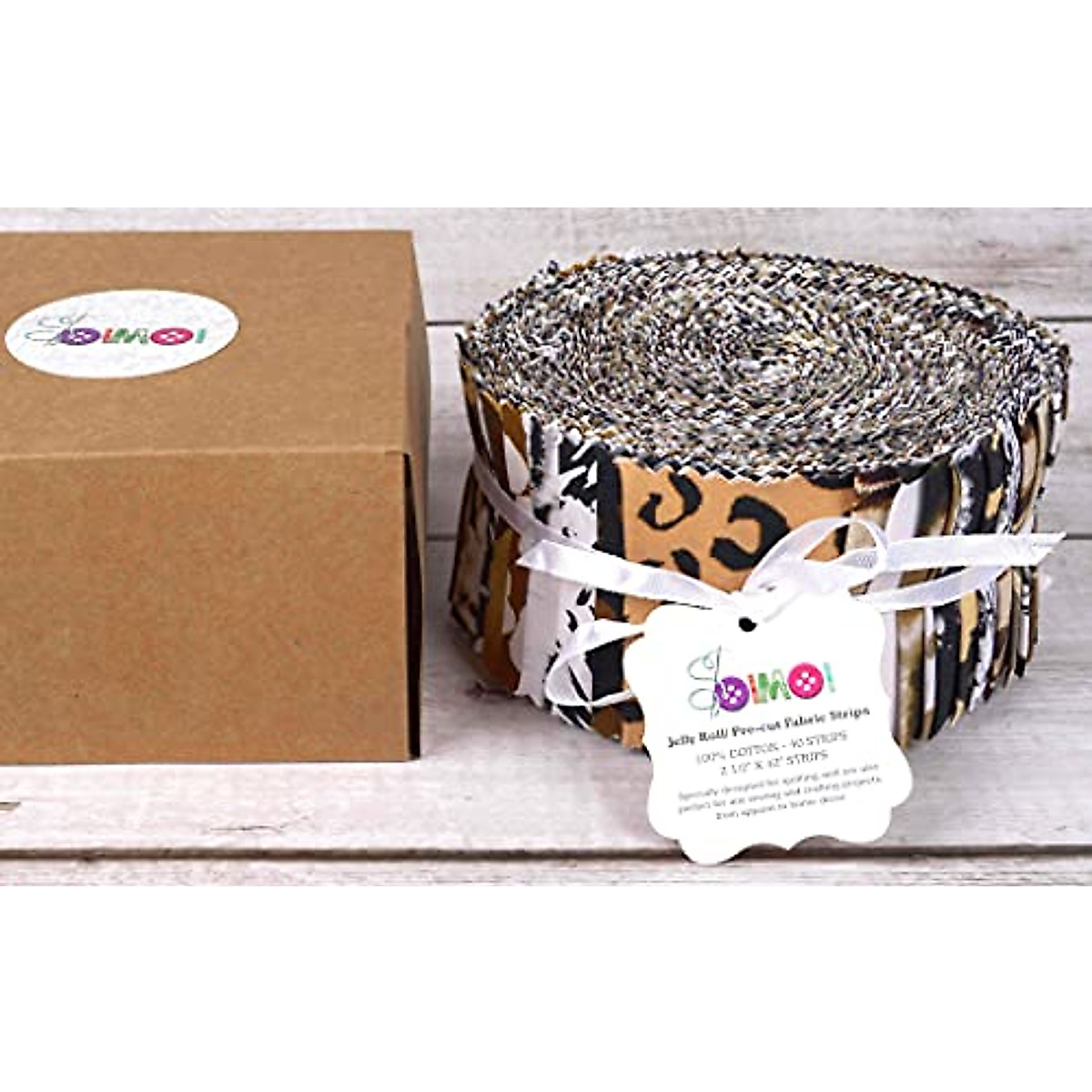 Soimoi 40Pcs Animals Print Cotton Precut Fabrics for Quilting Craft Strips 2.5x42inches Jelly Roll - Purple