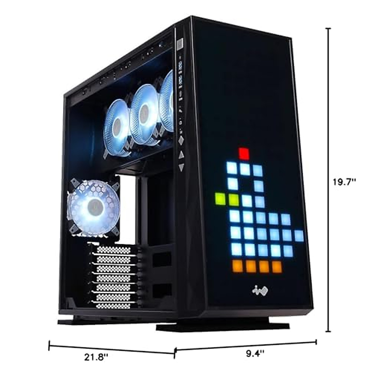 in Win 309GE (IW-CS-309GE-BLK) EATX/EEB Mid Tower with 4 ARGB Fan, Black