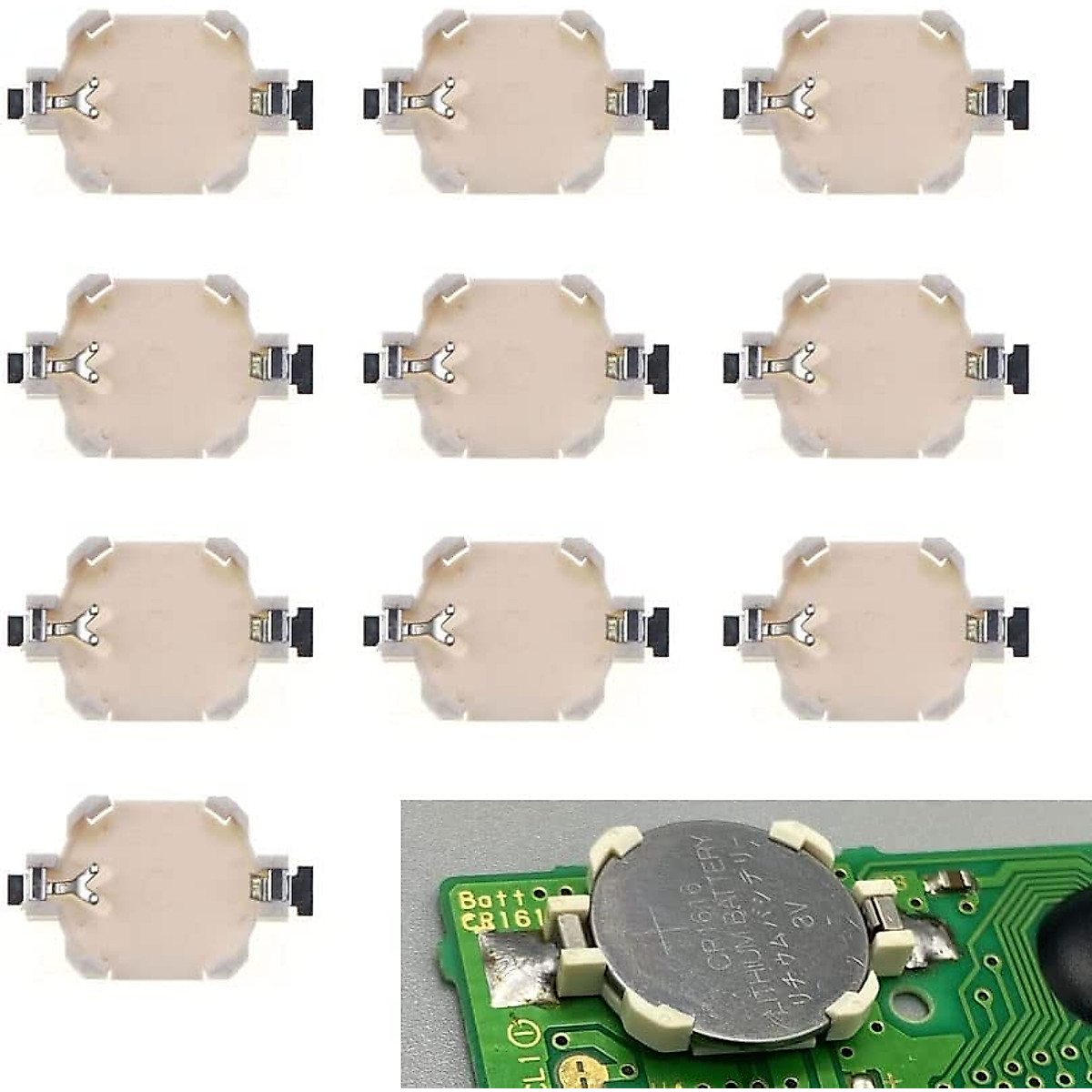 Limentea CR1616 Battery Holder for Gameboy Advance Color Game Card PCB Board, CR1616 Battery Holder Tray for GB GBA GBC (12PCS)