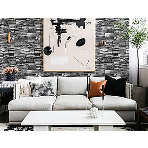 Timeet Brick Stone Wallpaper Peel and Stick Wallpaper Faux Stone Wallpaper 17.3"x118.1" Brick Wallpaper Self Adhesive Removable Wallpaper for Bedroom Living Room Wall Decor