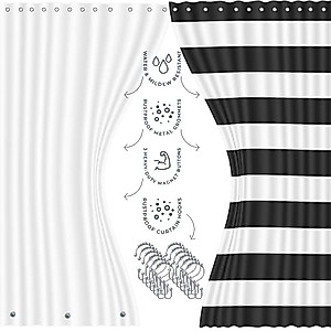 Clara Clark Bathroom Set – Bathroom Shower Curtain Sets with Liner, 20PC Bathroom Accessory Set, Bathroom Sets, Black Bathroom Accessories Set Complete with Shower Curtain Set with Liner and Hooks