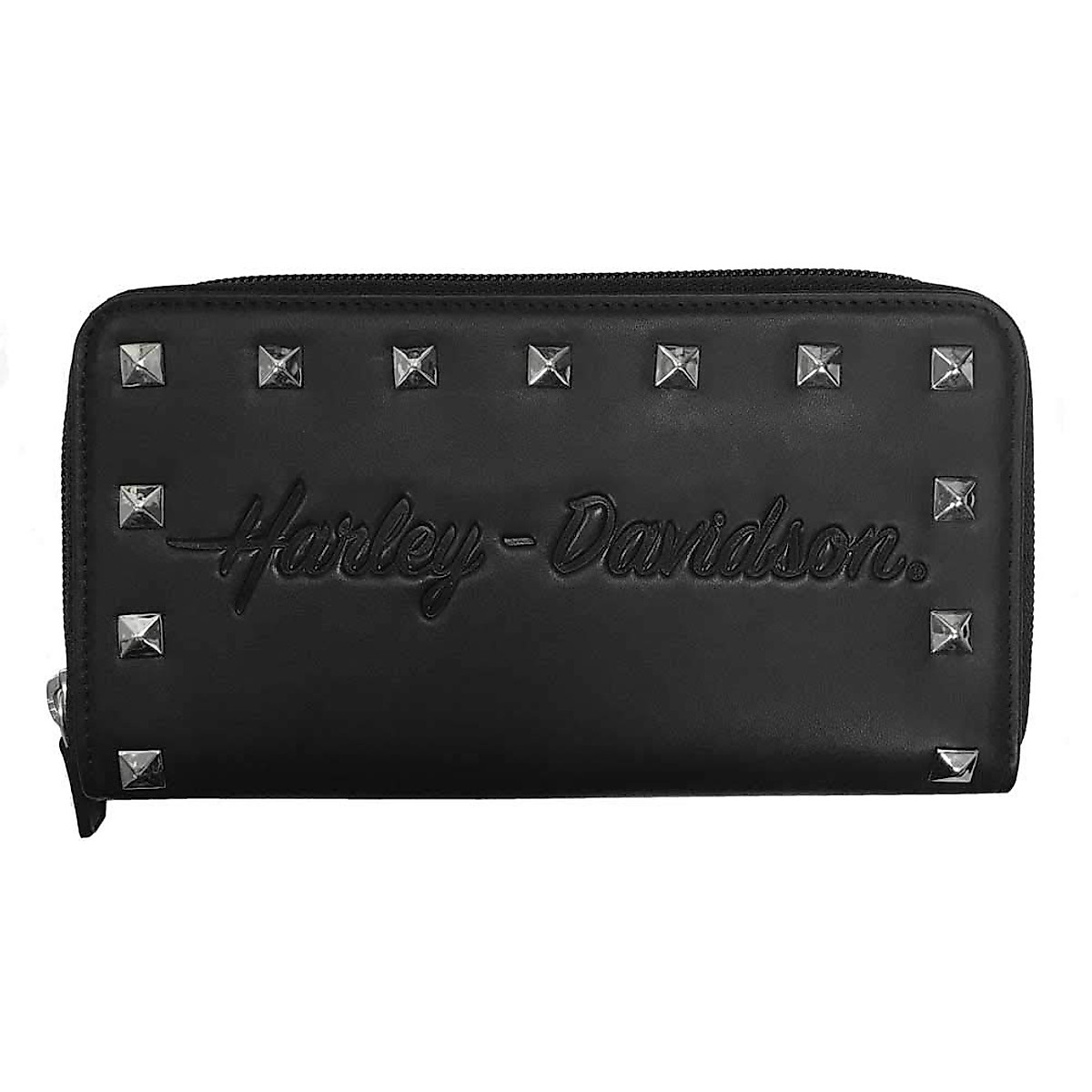 Harley-Davidson Women's Misrule Studded Zip Around Leather Wallet - Black