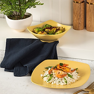 Gibson Home Zen Buffet Matte Porcelain Plates and Bowls Dinnerware Set - Yellow, Service for 4 (8pcs)