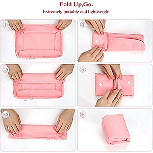 DIMJ Packing Cubes for Travel, 8Pcs Travel Cubes Set Pink Foldable Suitcase Organizer Lightweight Luggage Storage Bag