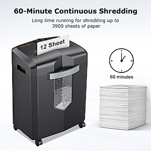 Bonsaii Paper Shredder for Office, 110-Sheet Autofeed & 12-Sheet Manual Micro Cut Heavy Duty Paper Shredder, P-4 Auto Feed Paper and Credit Card Shredder with 4 Casters, 6.1 Gal Transparent Bin C233-B