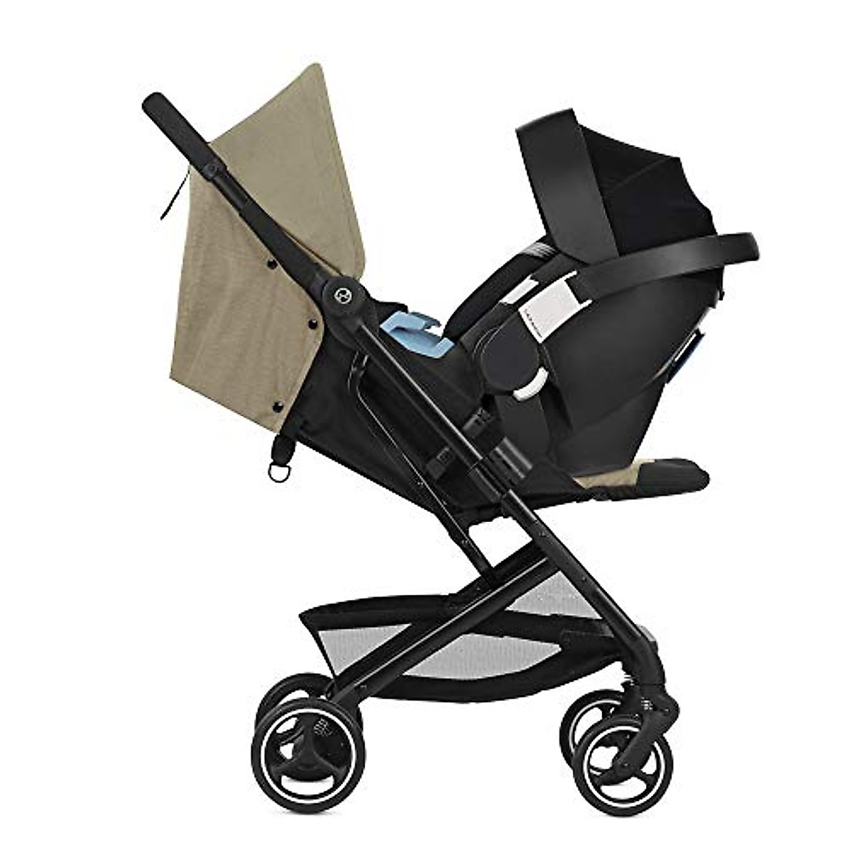 CYBEX Beezy Stroller, Lightweight Baby Stroller, Compact Fold, Compatible with All CYBEX Infant Seats, Stands for Storage, Easy to Carry, Multiple Recline Positions, Travel Stroller, Classic Beige