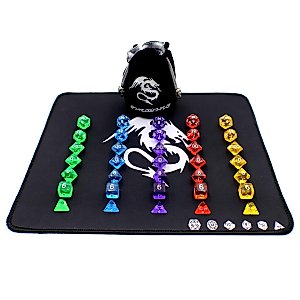 Polyhedral D20 Die Sets for D&D with Play Mat and Dice Bag