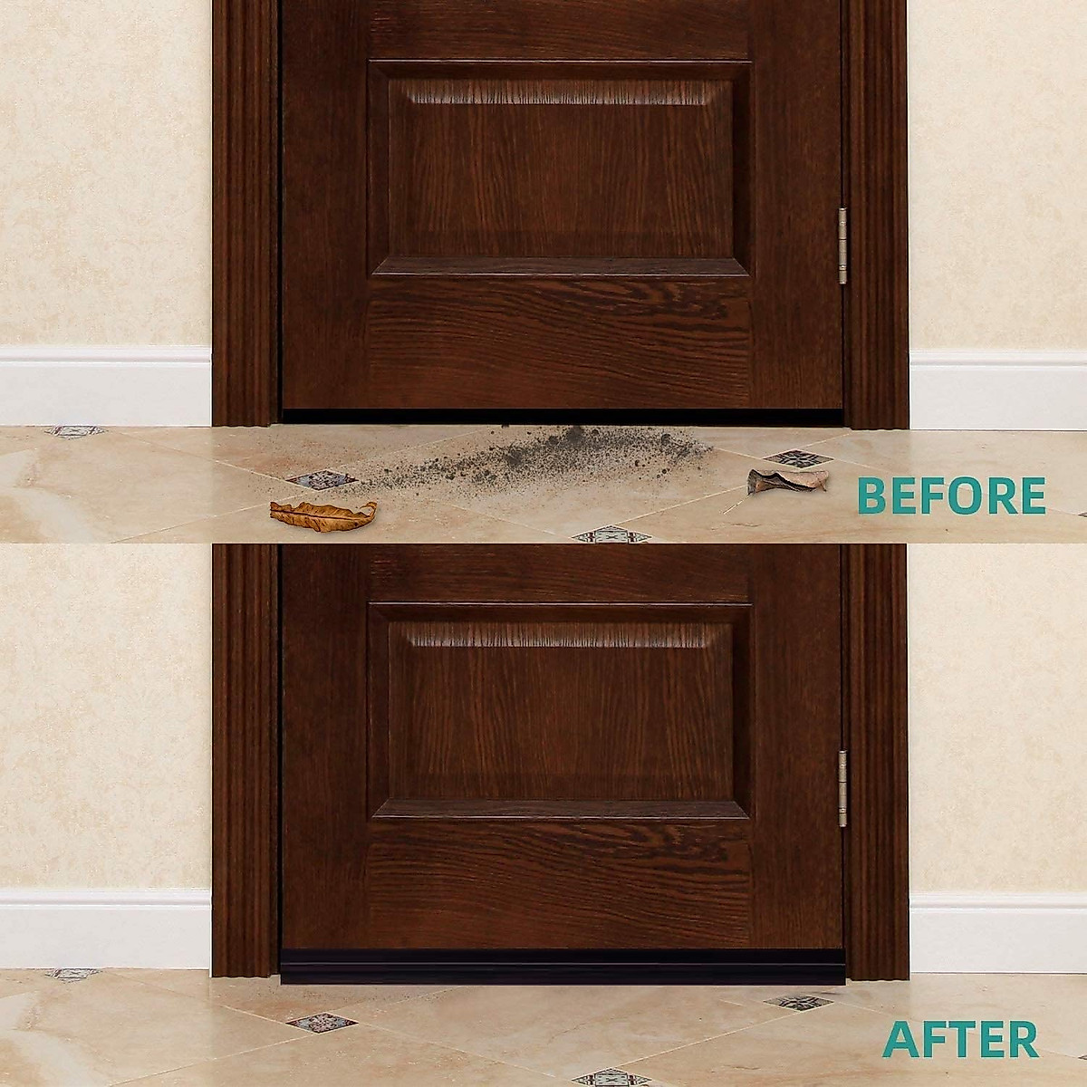 Door Draft Stopper Under Door Draft Blocker Insulator Door Sweep Weather Stripping Noise Stopper Strong Adhesive 2" Width x 39" Length (Black)