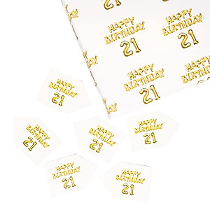 Happy Birthday Wrapping Paper - 6 Sheets of Gift Wrap - Colorful Balloons Wrapping Paper Sheets - For Men and Women - 21st Birthday - Twenty-one - Comes With Fun Stickers - By Central