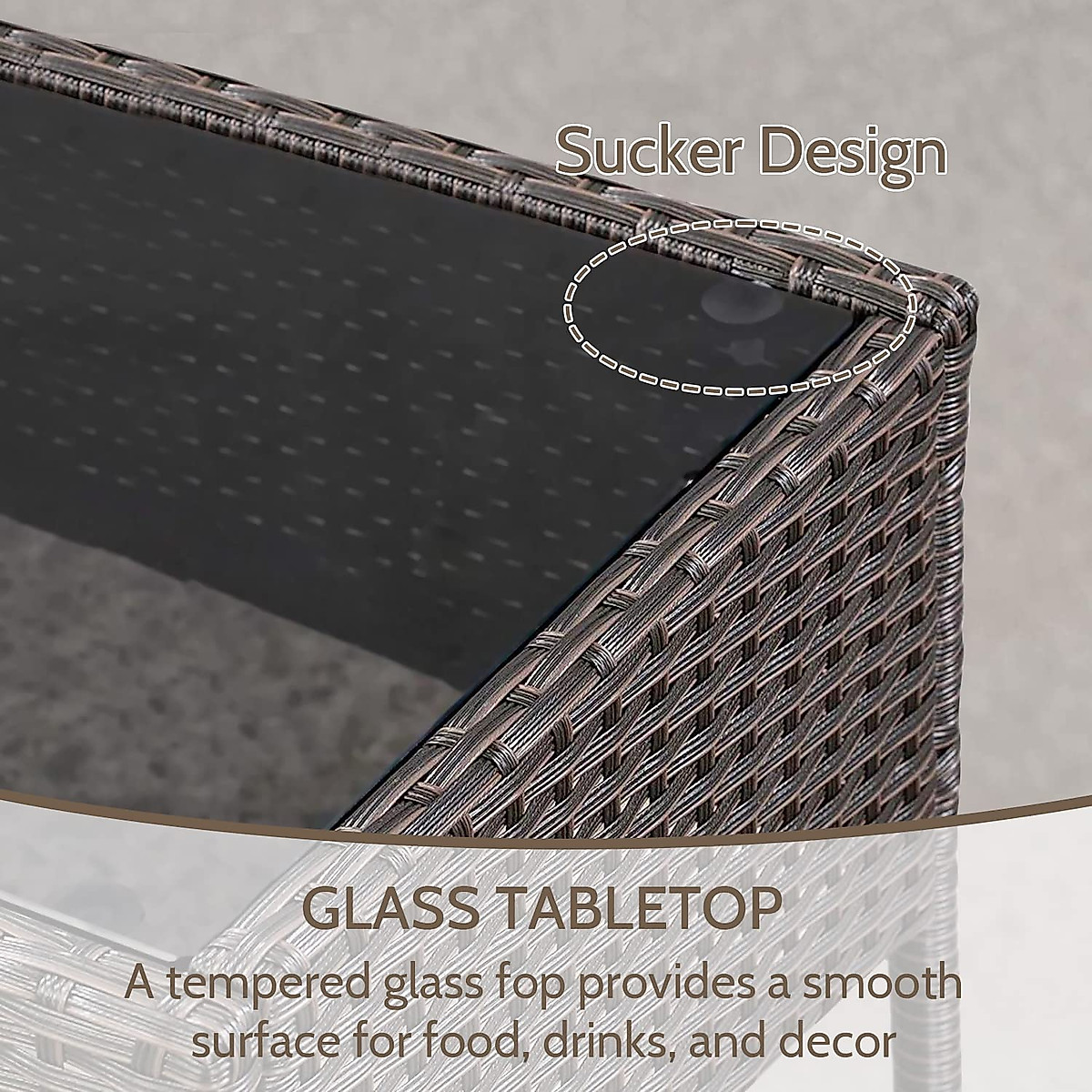 FDW Patio Furniture Set 4 Pieces Outdoor Rattan Chair Wicker Sofa Garden Conversation Bistro Sets for Yard (Brown)