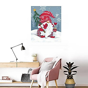 Christmas Gnome Stamped Cross Stitch Kits for Adults, Christmas Gnome Counted Pattern Needlepoint Kits Crafts Dimensions Cross-Stitch Stamped Kits Embroidery Kits Arts Craft Kits for Wall Art Gift