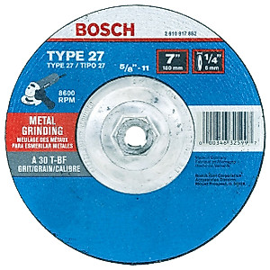 Bosch GW27M701 Type 27 Metal Grinding Wheel, 7-Inch 1/4 by 5/8-11-Inch Arbor (Pack of 1)