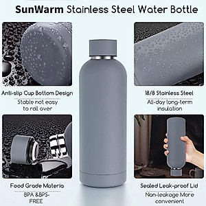 Gteller Double Wall 18/8 Stainless Steel Narrow Mouth Vacuum Flask, Thermal Sports Water Bottle keeping warm and cold (500ml, Dark Green)