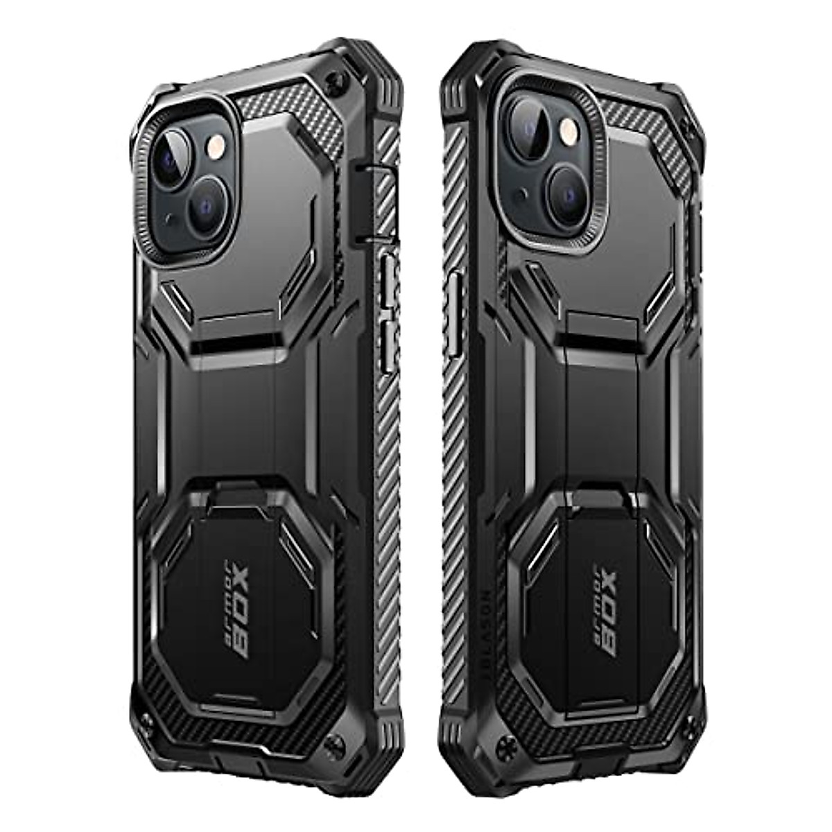 i-Blason Armorbox Series Designed for iPhone 14 Case 6.1" (2022)/iPhone 13 Case 6.1" (2021), Full-Body Rugged Holster Bumper Case with Built-in Screen Protector & Kickstand (Black)