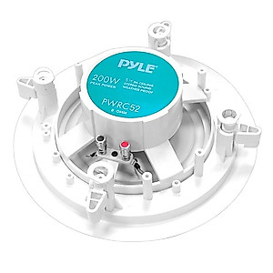 5.25” Ceiling Wall Mount Speakers - 2-Way Weatherproof Full Range Woofer Speaker System Flush Design w/ 65Hz-22kHz Frequency Response 200 Watts Peak & Template for Easy Installation - Pyle PWRC52
