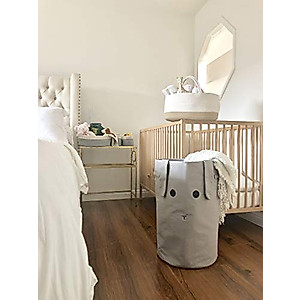 Mila Millie Baby Large Cotton Rope Diaper Caddy | Organizer Storage Bin for Nursery Essentials | Portable Bag for Changing Table and Car | 100% Natural Cotton | Eco friendly (White & Biege) 15.5x10x7 Inch (Pack of 1)